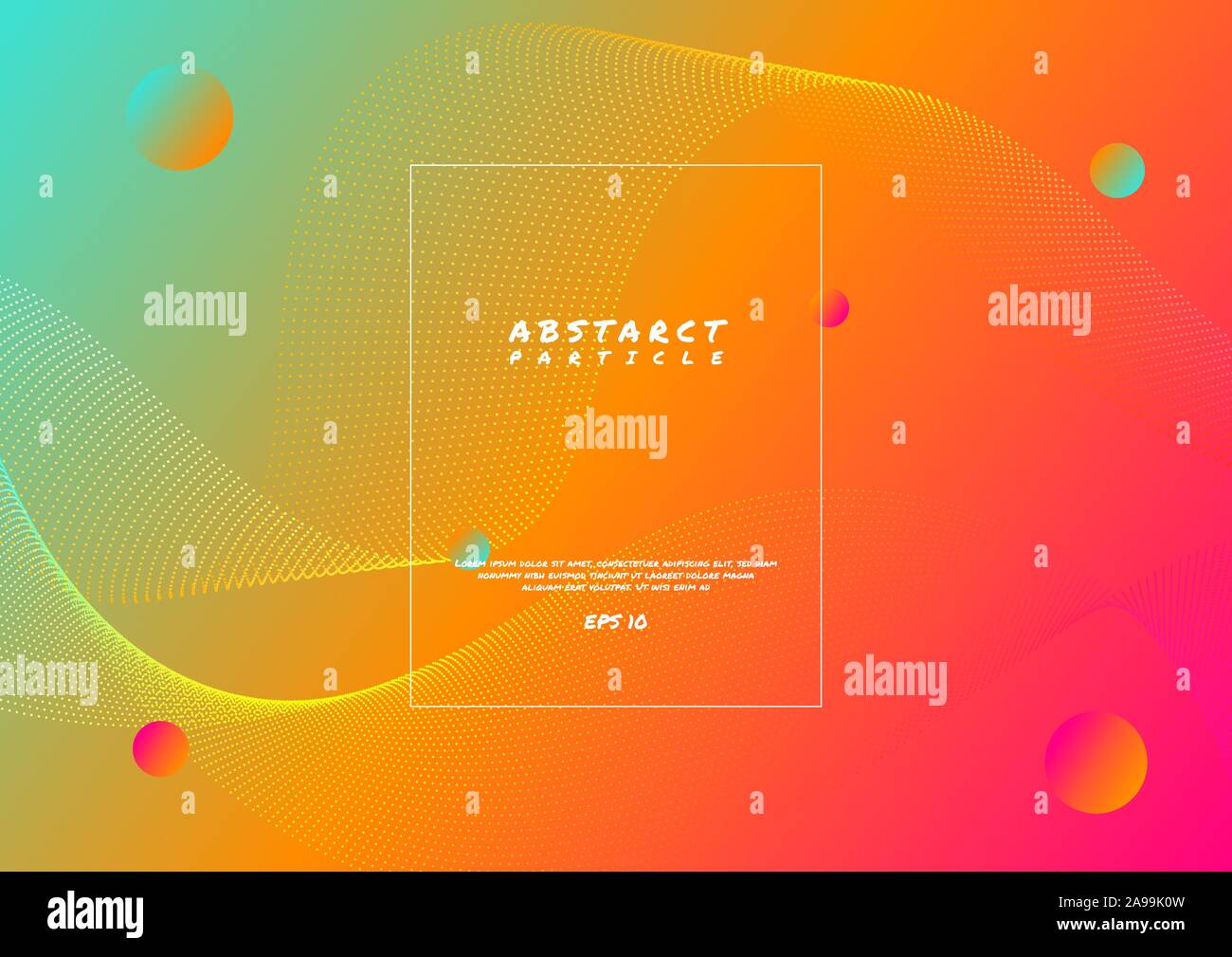 Colorful abstract background particle wave movement circle shape with ...