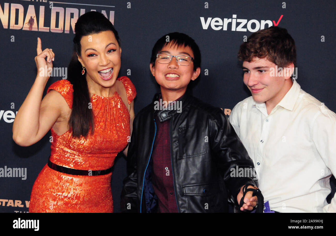 Hollywood, California, USA 13th November 2019 Actress Ming-Na Wen, son ...