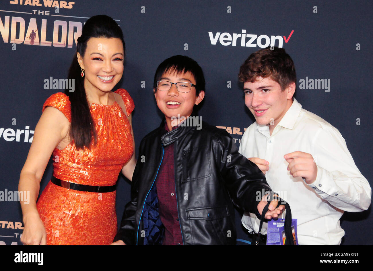 Hollywood, California, USA 13th November 2019 Actress Ming-Na Wen, son ...