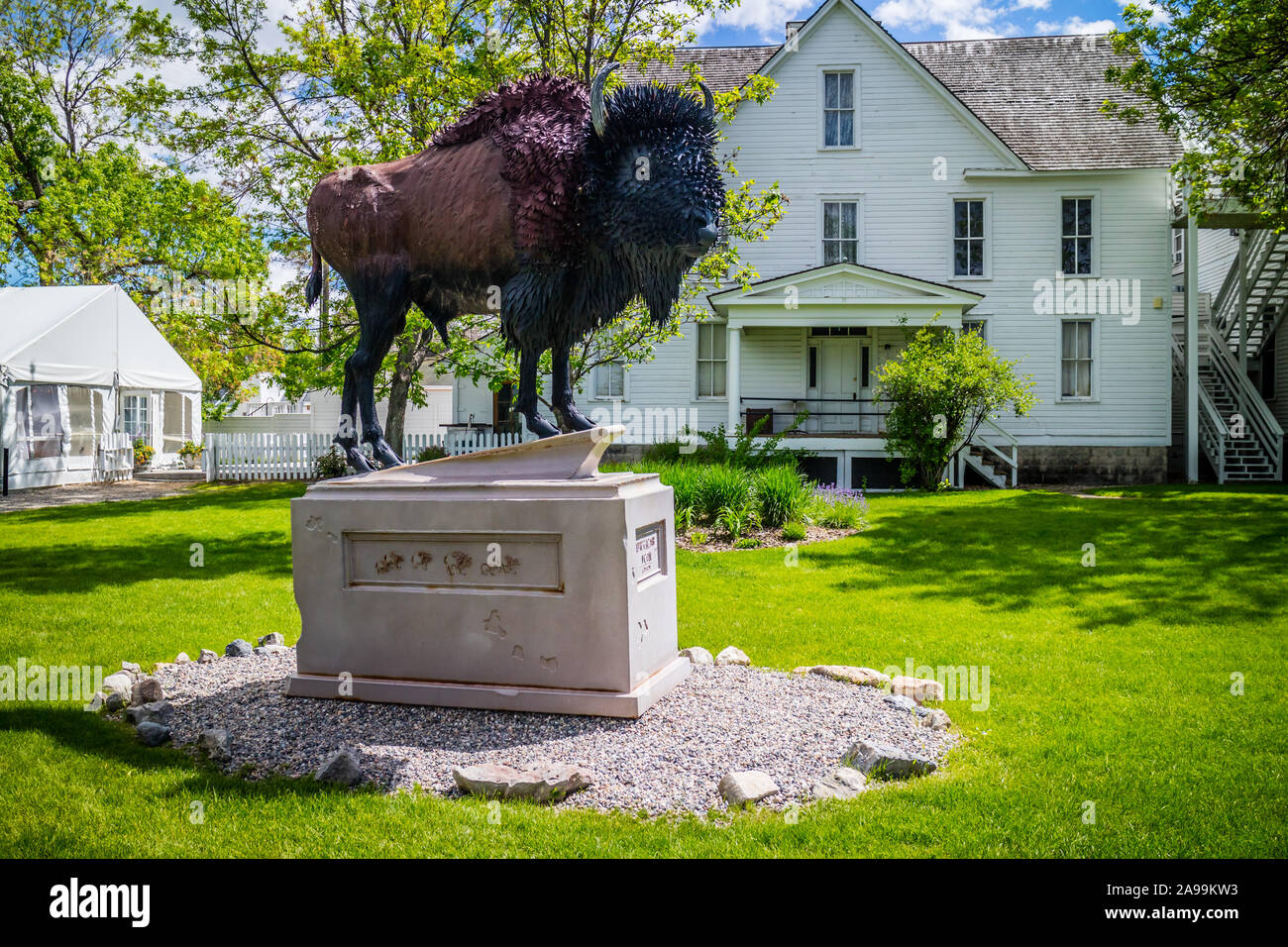 Three Forks, MT, USA - June 5, 2019: A three star Sacajawea Hotel along ...