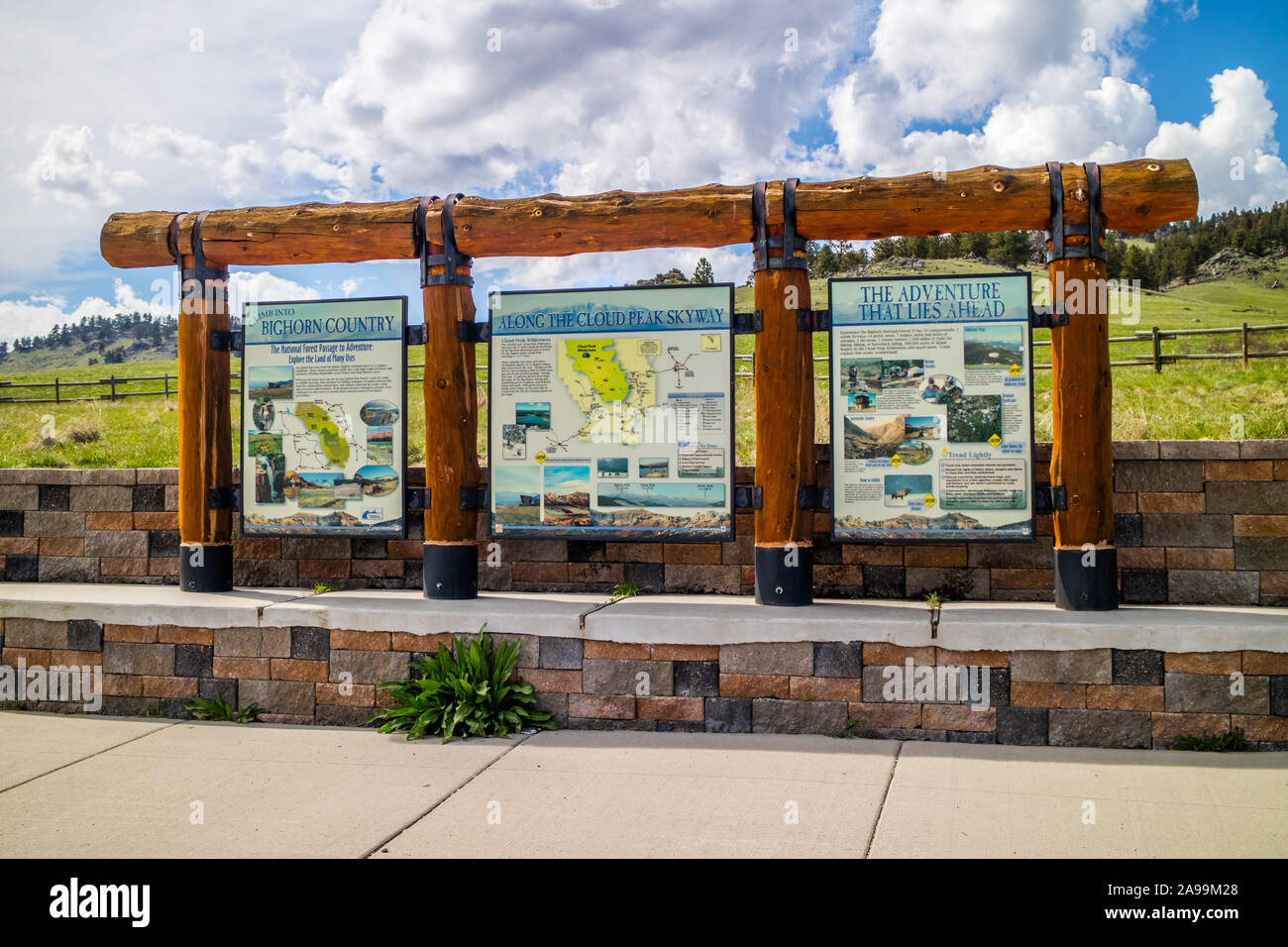 Buffalo, WY, USA - June 2, 2019: A welcoming signboard at the entry ...