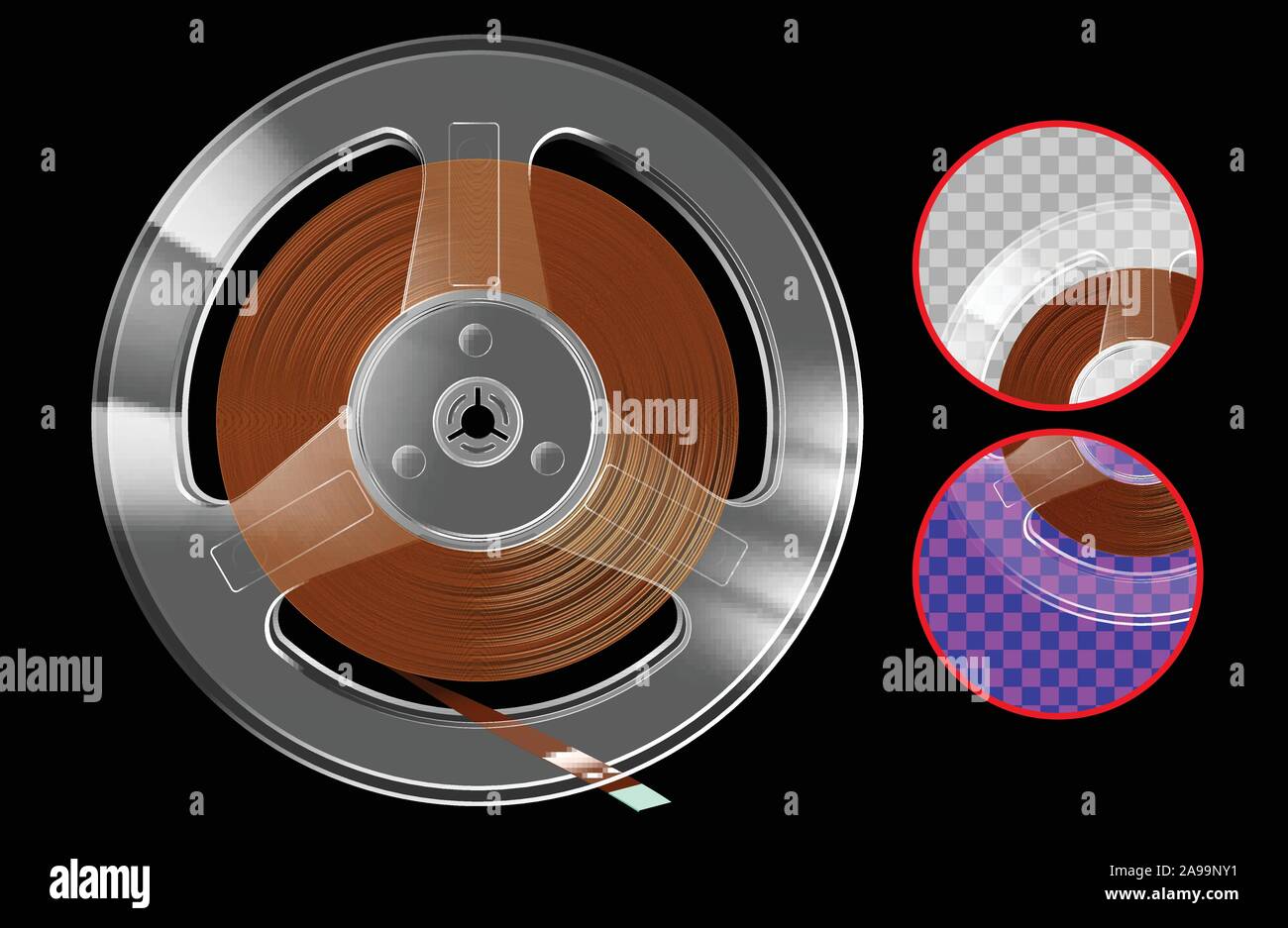 Retro reel with tape for vintage music player or recorder and ...