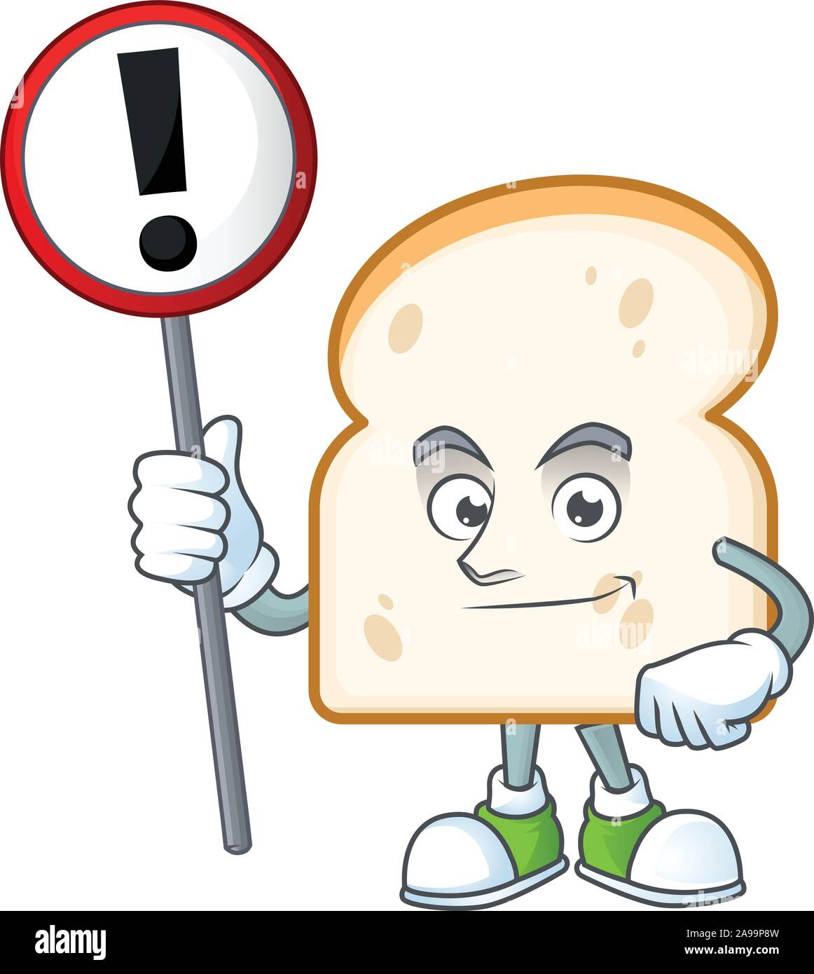 Cartoon a slice white bread with sign warning Stock Vector Image & Art ...