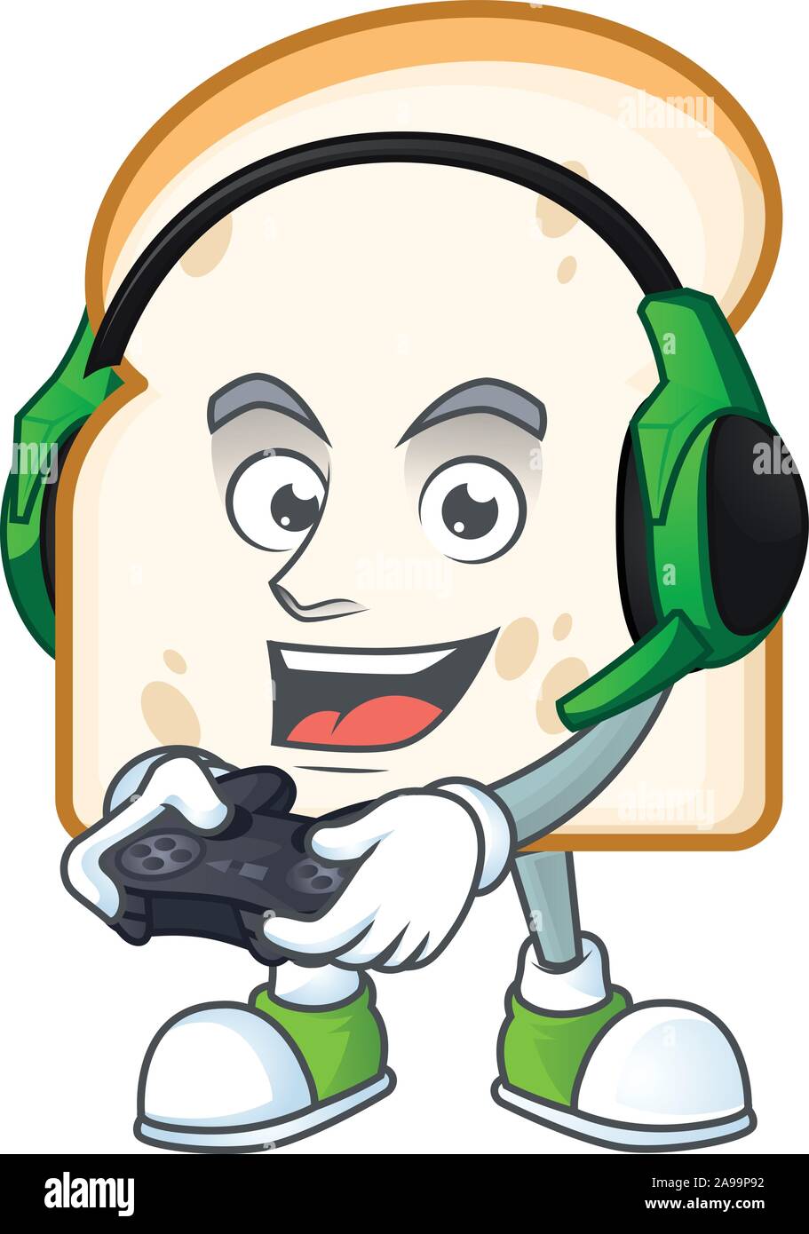 Cartoon a slice white bread with bring gaming Stock Vector Image & Art ...