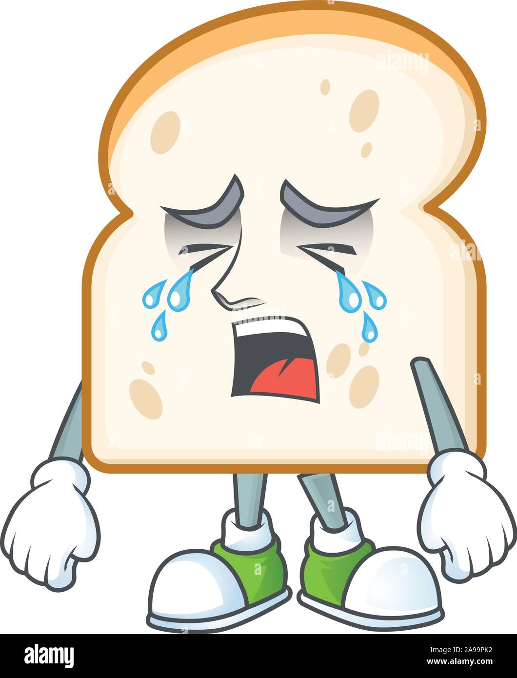 Cute slice white bread with crying mascot Stock Vector Image & Art - Alamy