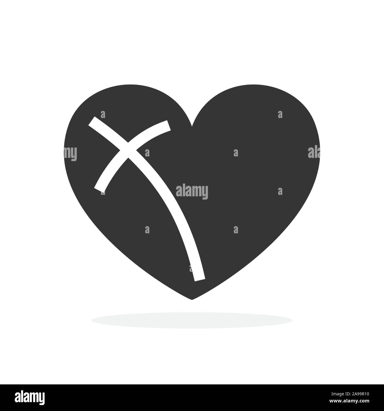 Heart with christian Cross. Vector heart icon isolated. Religious ...
