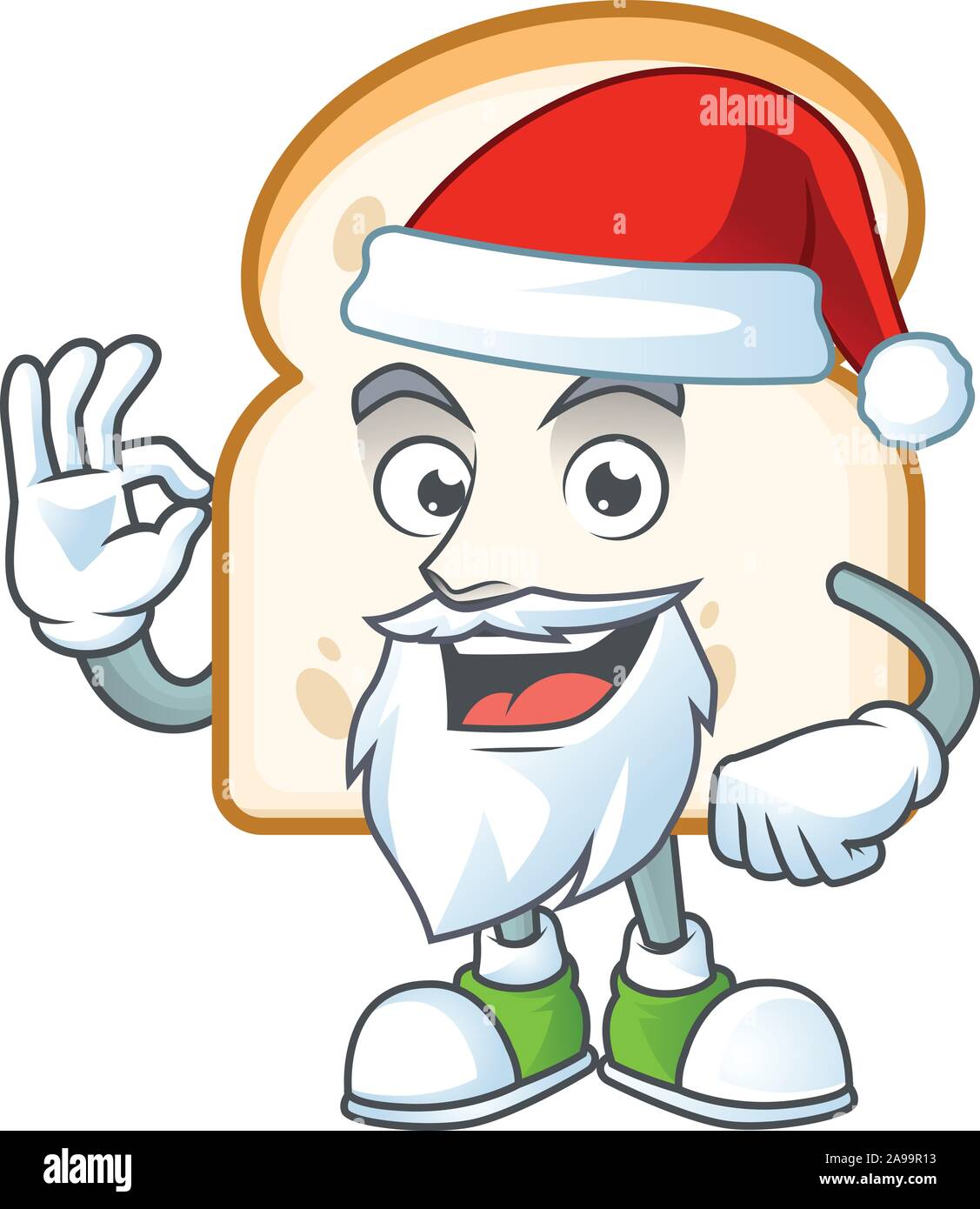 Cartoon slice white bread with mascot santa claus Stock Vector Image ...