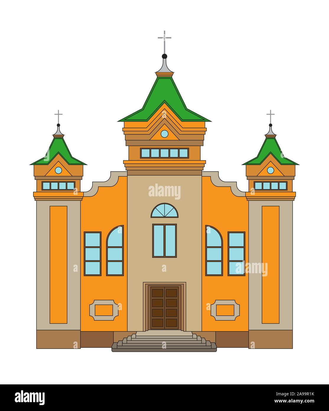 Vector church building drawing. Religion architecture. Building church ...