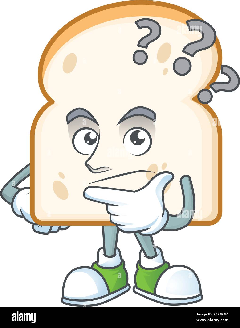 Cute slice white bread with thinking mascot Stock Vector Image & Art ...