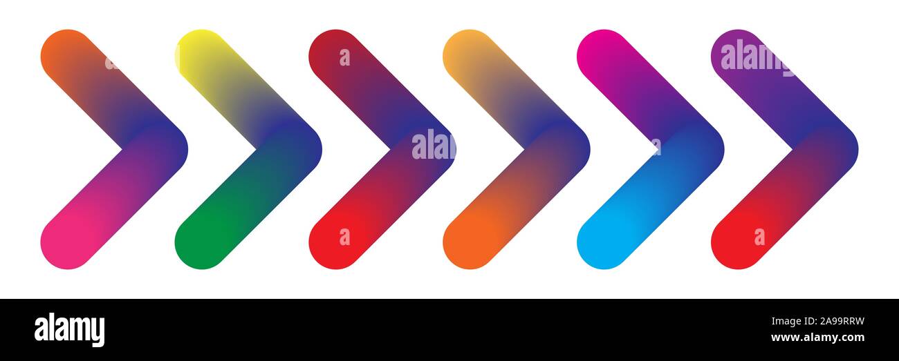 Set of colorful arrows. Arrow icon isolated. Color vector arrows to ...