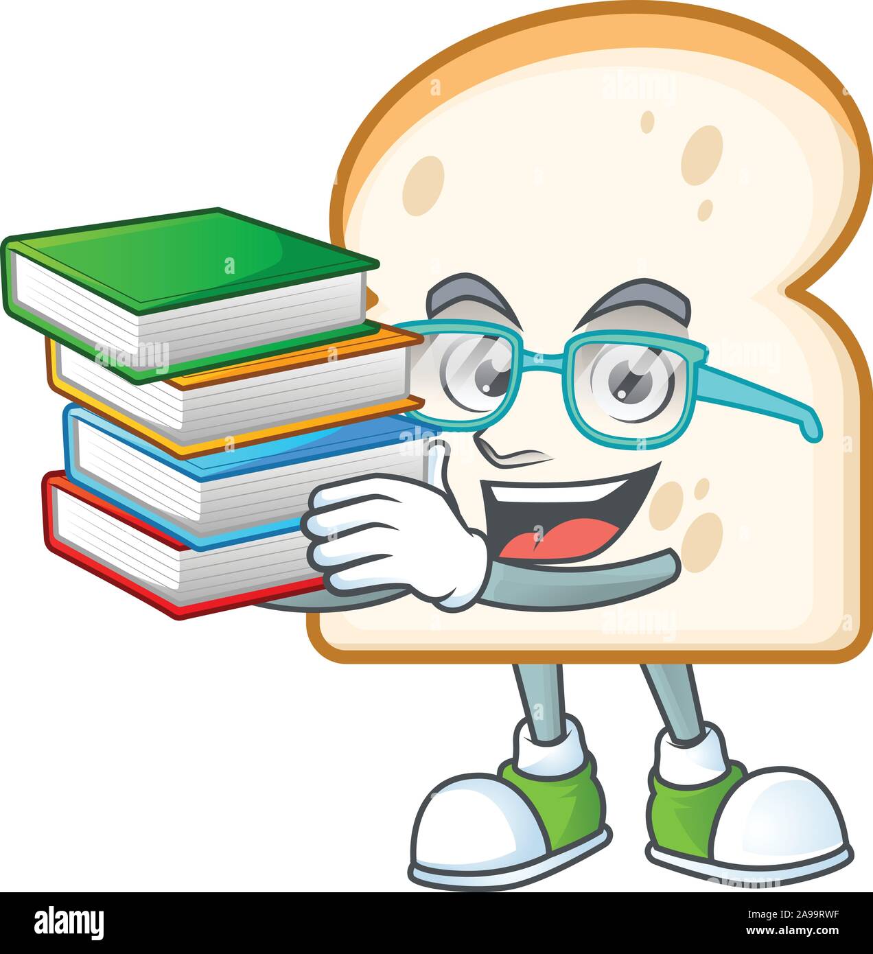 Student bring book in the cartoon slice white bread Stock Vector Image ...