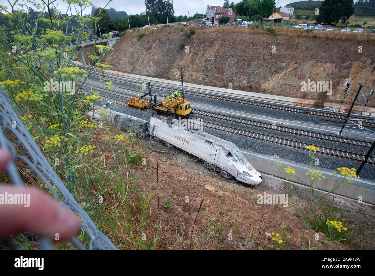 Santiago de Compostela,Spain.Alvia train accident on the Angrois curve ...