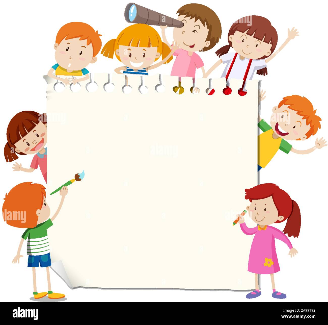 Frame template with happy kid illustration Stock Vector Image & Art - Alamy