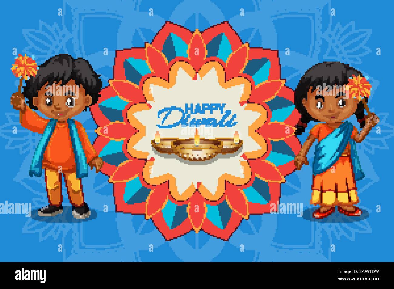 Poster design for Diwali festival with kids and candle illustration ...