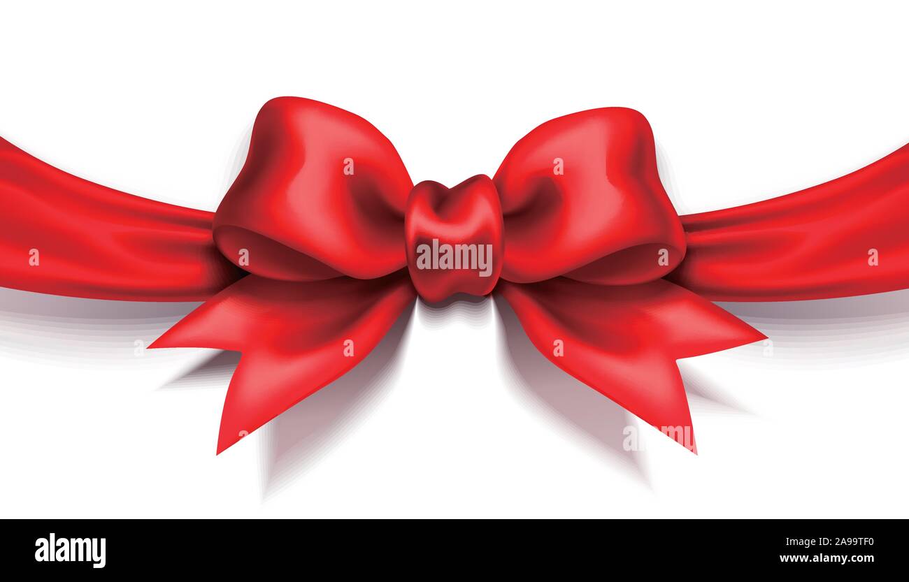 Red ribbon bow on white background in 3d illustration Stock Vector ...