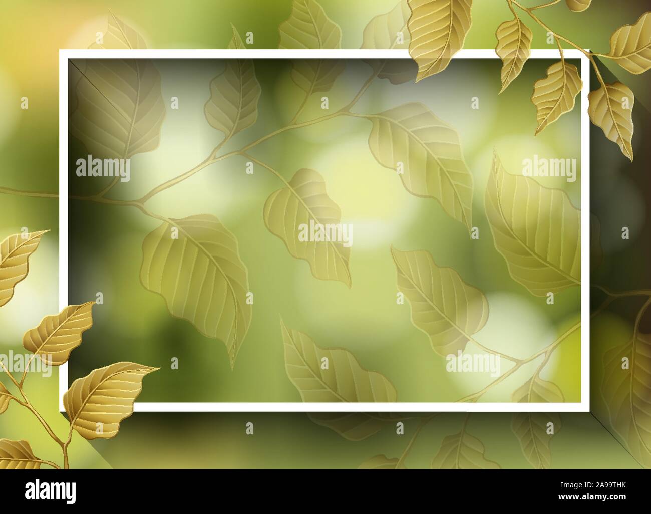 Border template with green leaves illustration Stock Vector Image & Art ...