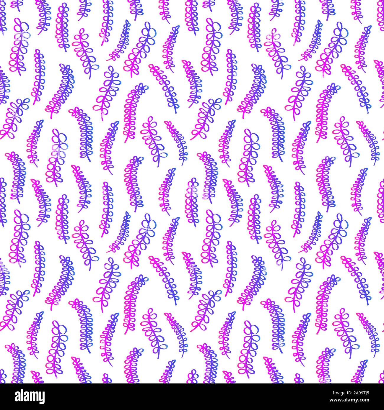 Abstract botanical background. Color seamless pattern with leaves. Hand drawn vector background ...