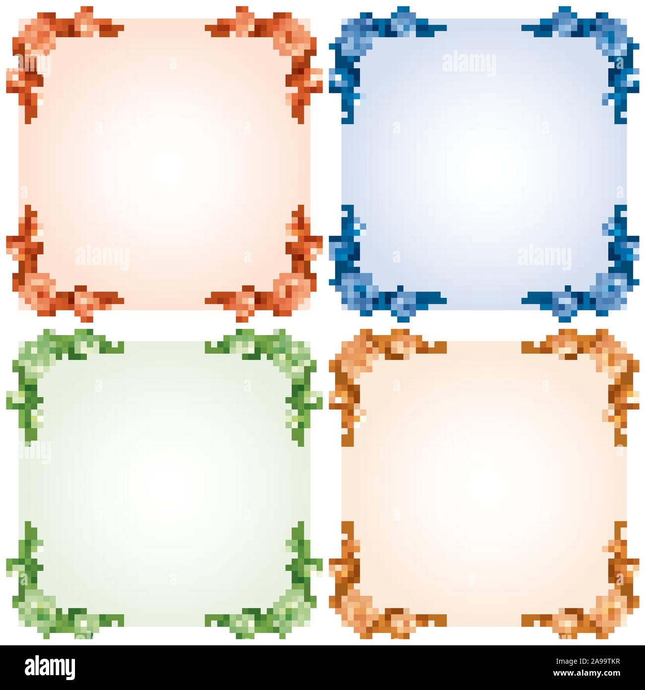 Four frame templates with colorful flowers illustration Stock Vector ...