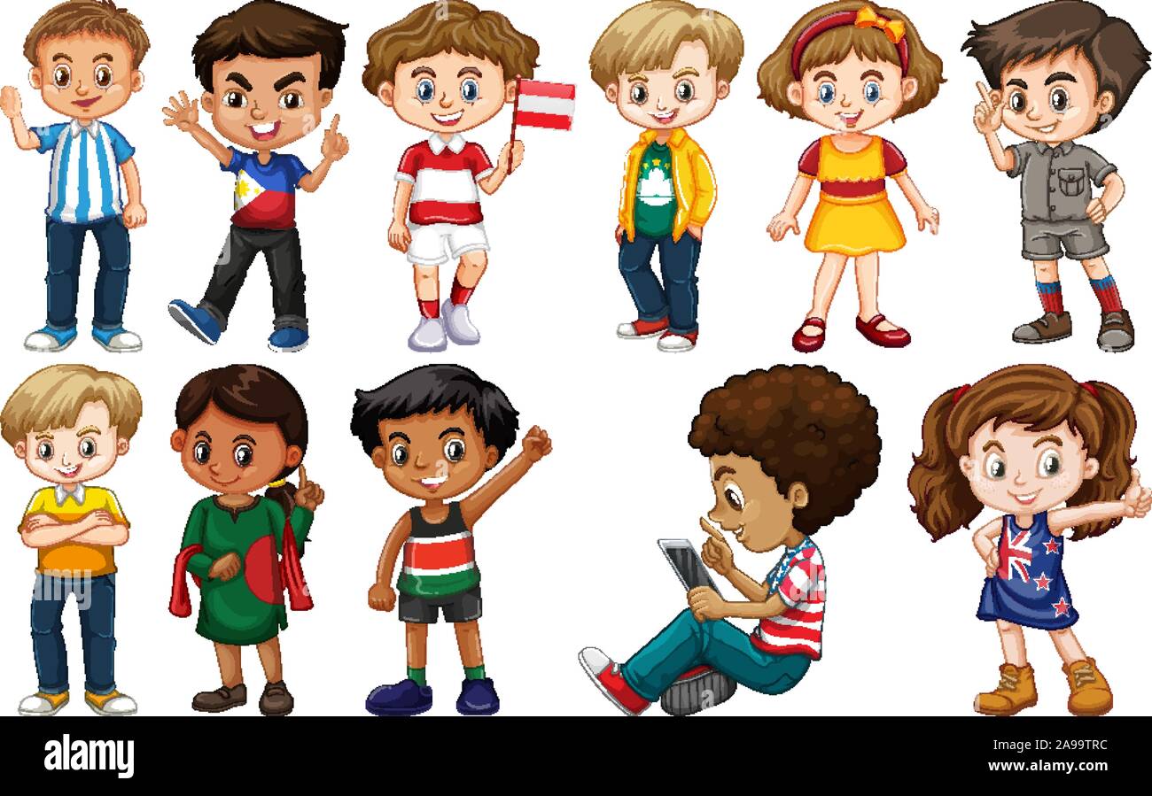 Set of kids from different countries illustration Stock Vector Image ...