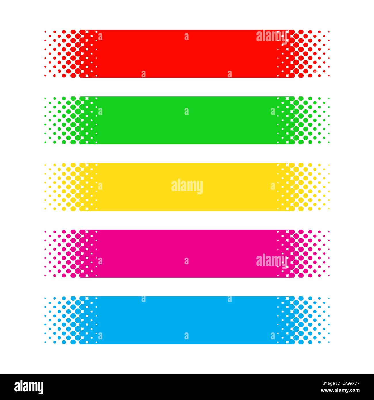 Set of dotted ribbons. Vector halftone banners. Design Elements. Color ...