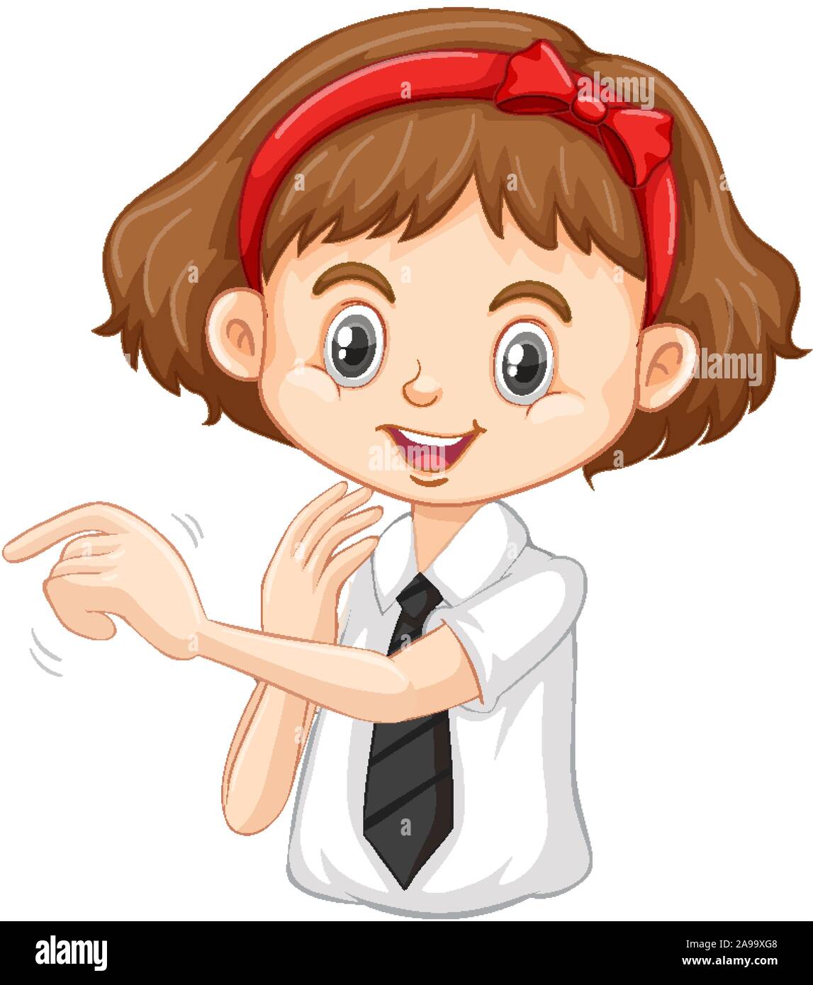 One happy girl pointing finger illustration Stock Vector Image & Art ...