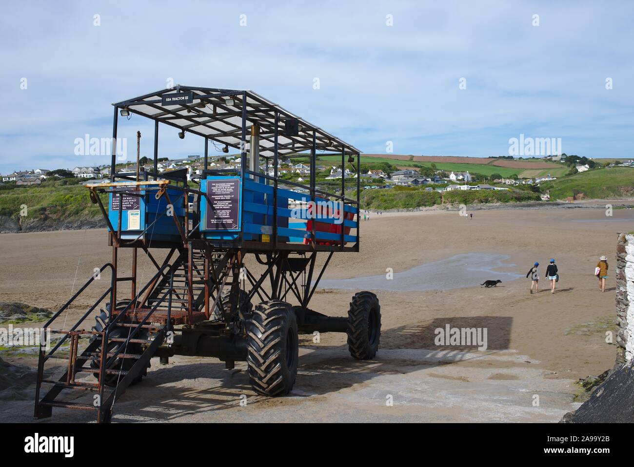 Burgh island Bigbury-on-Sea sea tractor Stock Photo - Alamy