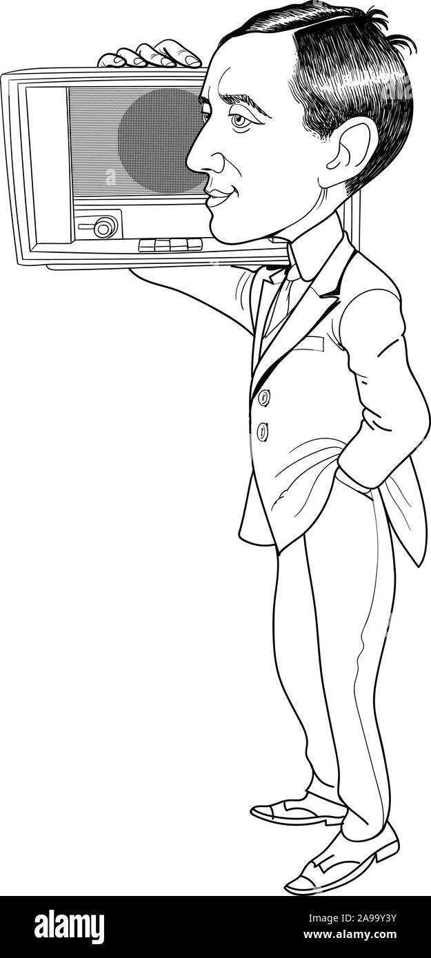 Guglielmo Marconi isolated caricature portrait, vector. He was an ...