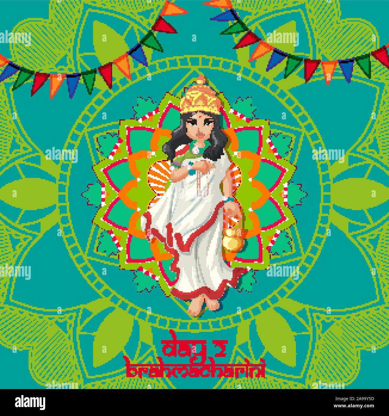 Navaratri poster design with goddess and mandala illustration Stock ...