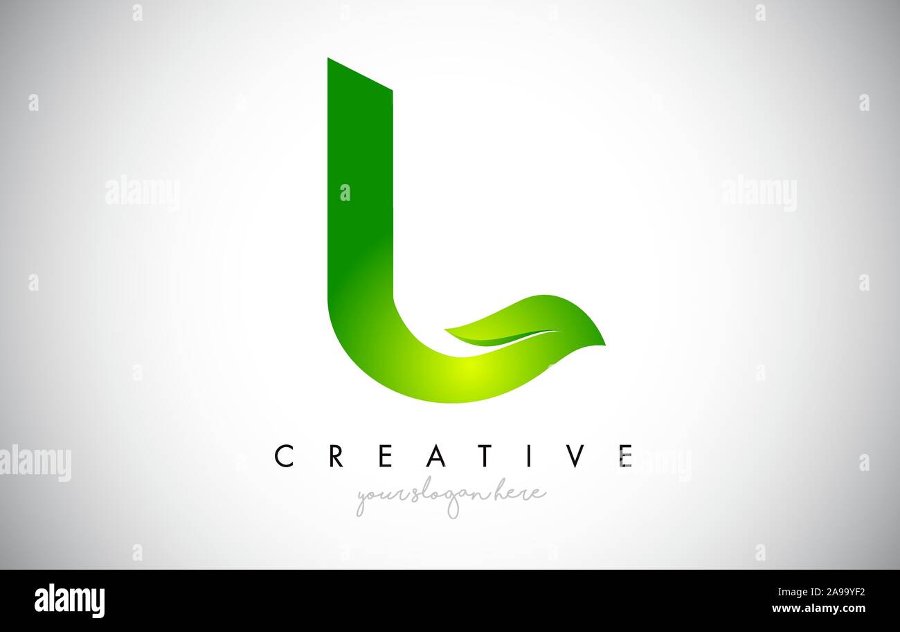 L Leaf Letter Logo Icon Design in Green Colors. Eco Bio Letter Design ...