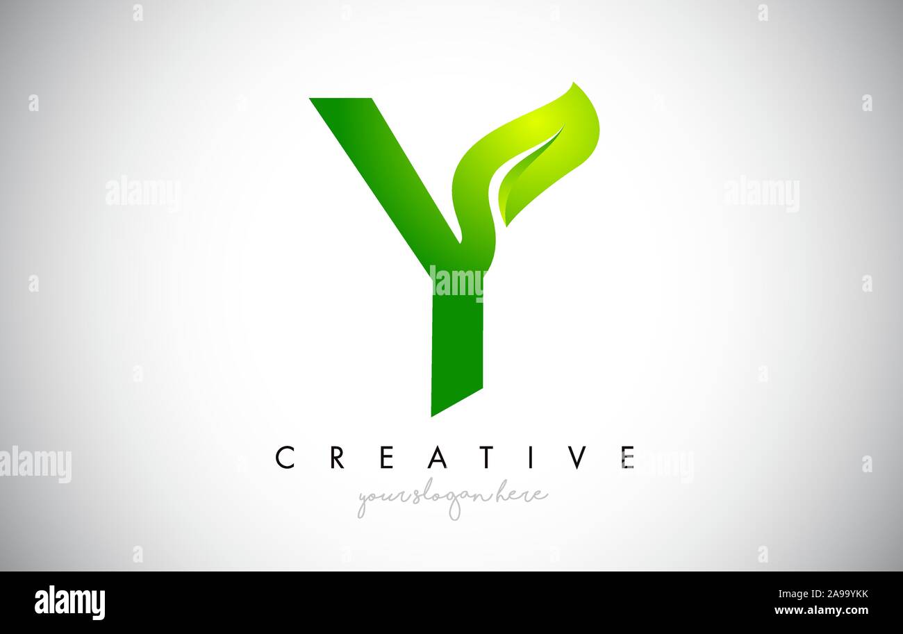 Y Leaf Letter Logo Icon Design in Green Colors. Eco Bio Letter Design ...