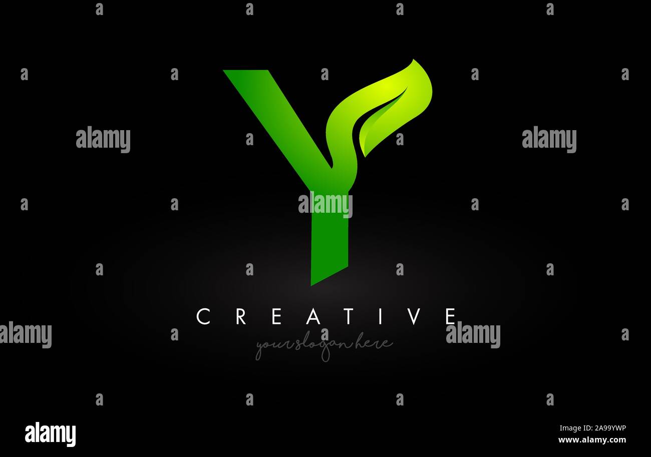 Y Leaf Letter Logo Icon Design in Green Colors. Eco Bio Letter Design ...