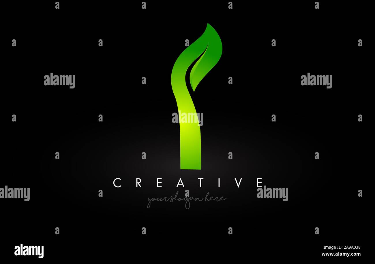 I Leaf Letter Logo Icon Design in Green Colors. Eco Bio Letter Design ...