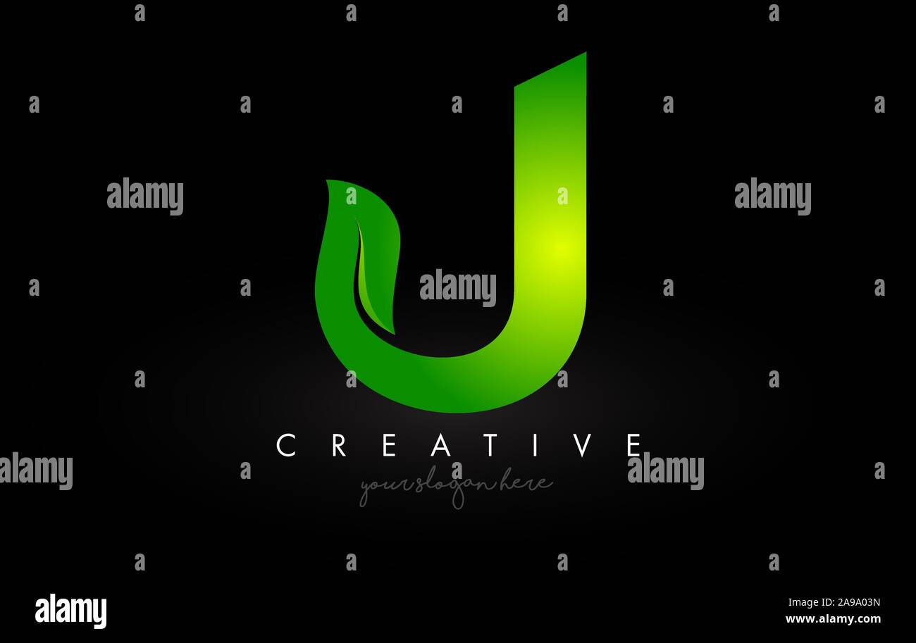 J Leaf Letter Logo Icon Design in Green Colors. Eco Bio Letter Design ...
