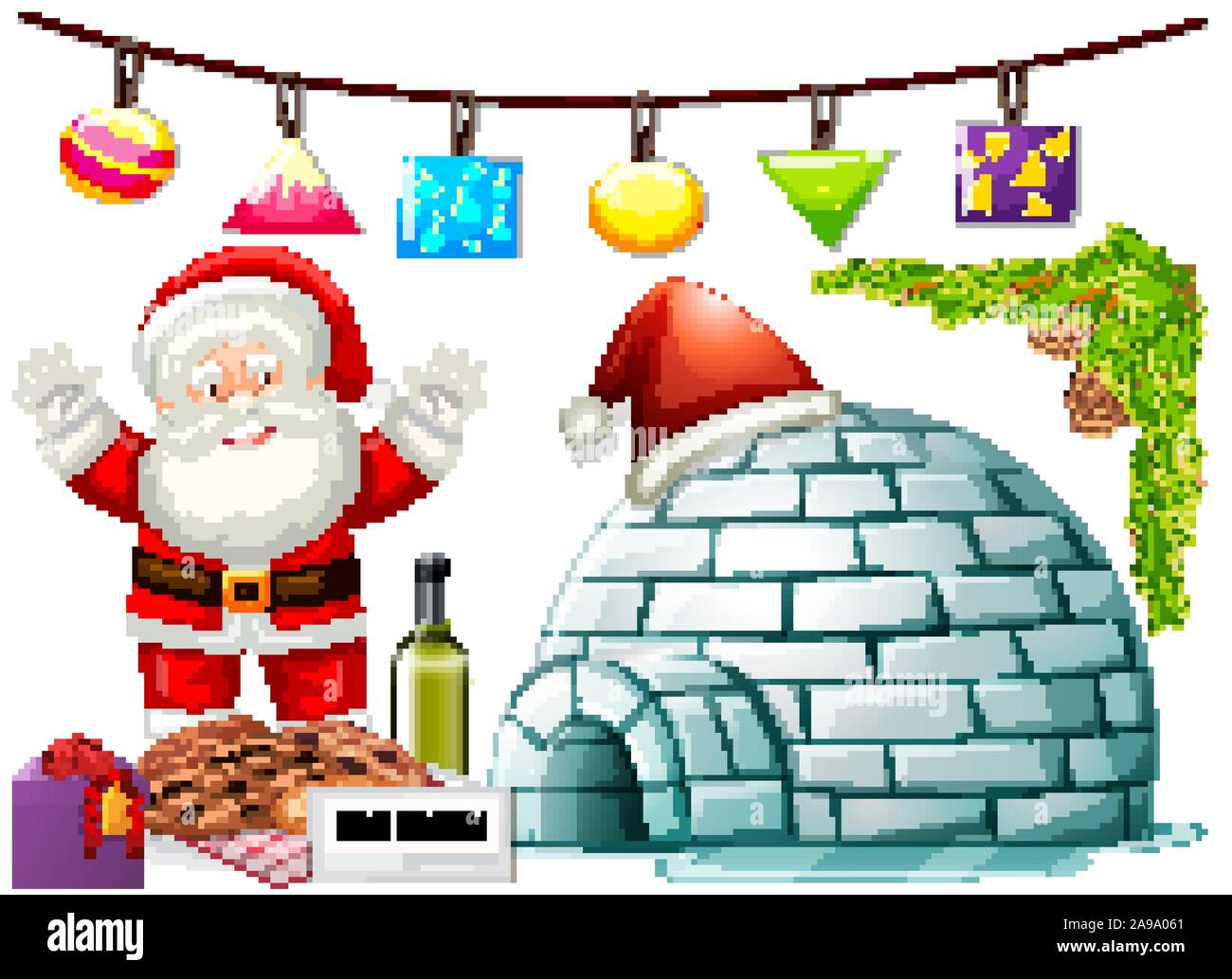 Santa Claus and cookies at igloo illustration Stock Vector Image & Art ...