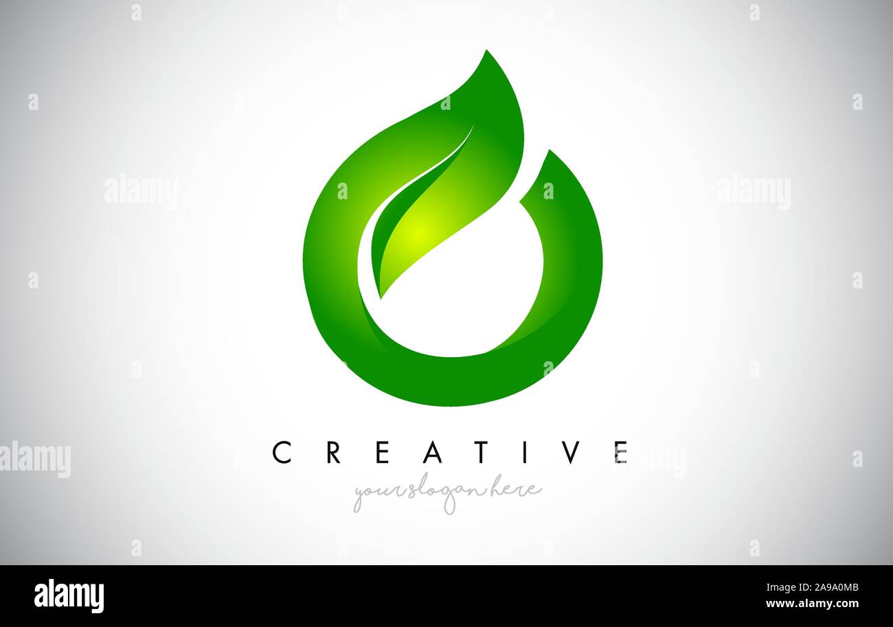 O Leaf Letter Logo Icon Design in Green Colors. Eco Bio Letter Design ...