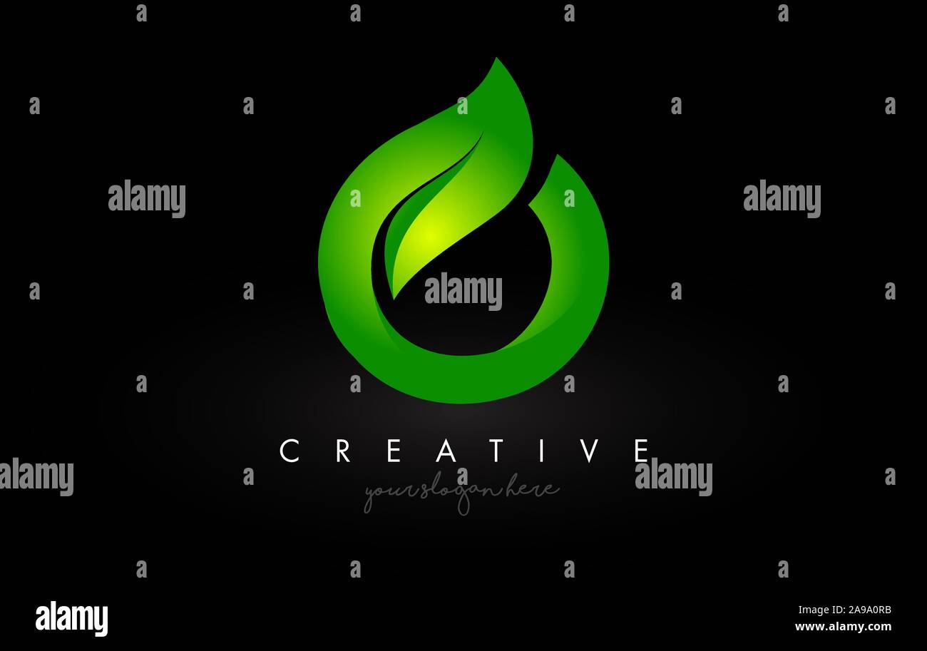 O Leaf Letter Logo Icon Design in Green Colors. Eco Bio Letter Design ...
