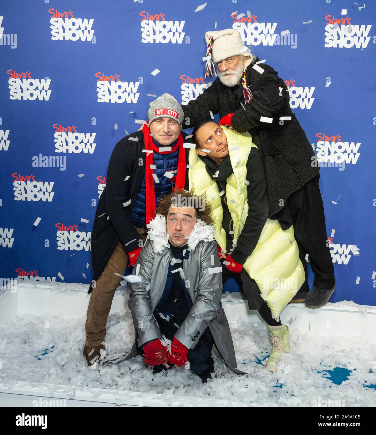 New York, United States. 13th Nov, 2019. Slava Polunin (C) and cast ...