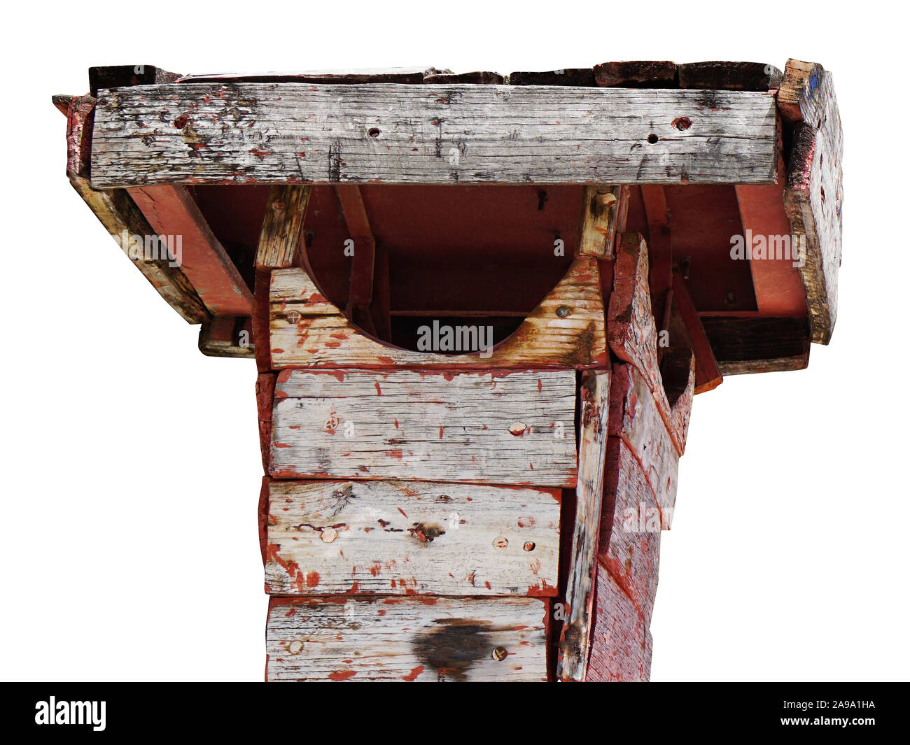 Image of a rustic handmade chimney made of wood isolated on white ...