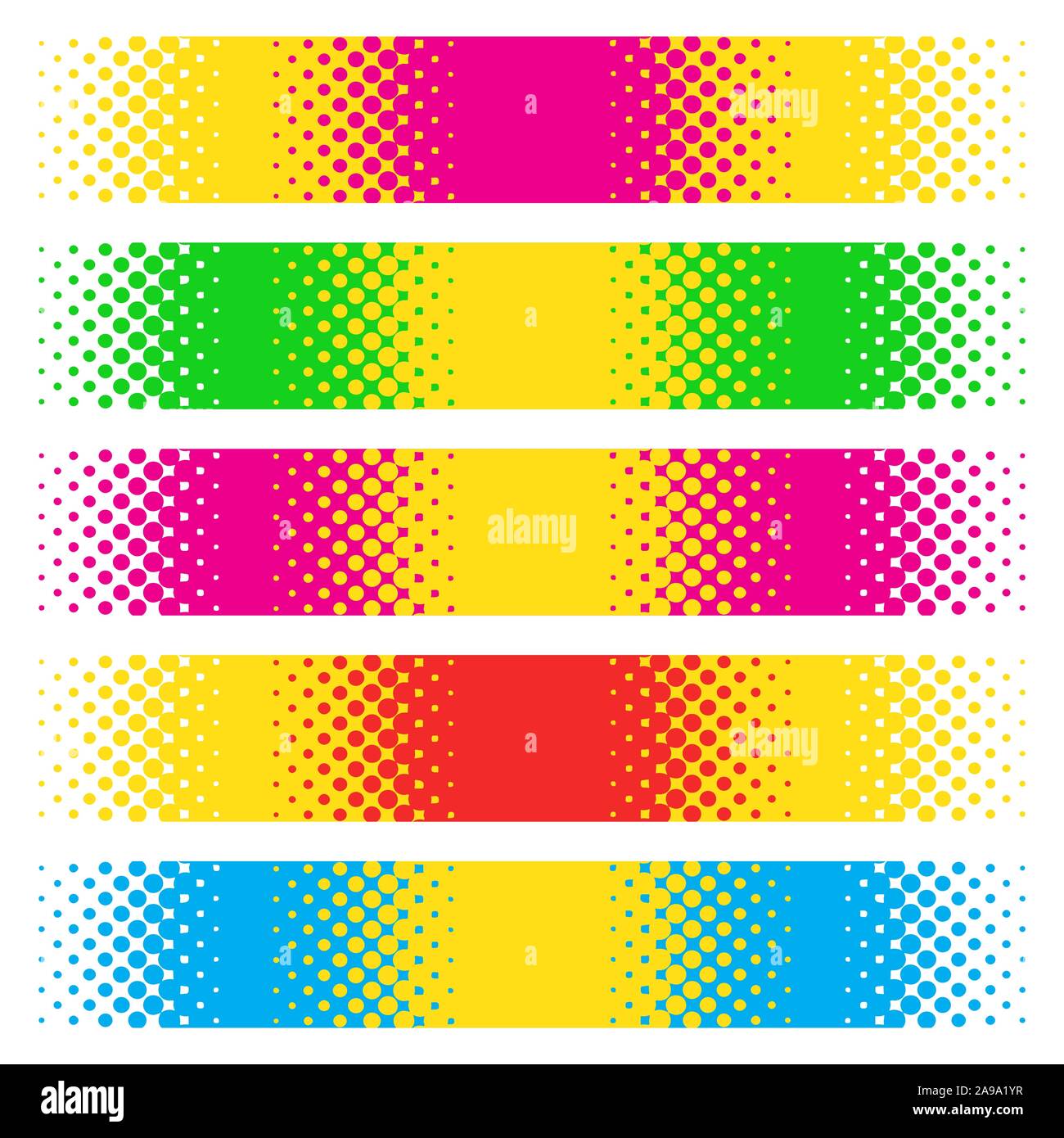Set of dotted ribbons. Vector halftone banners. Design Elements. Color ...