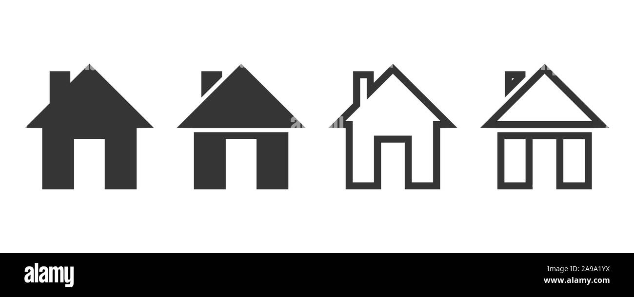 Set of House icons - vector. Black home icons. Building icon in flat ...