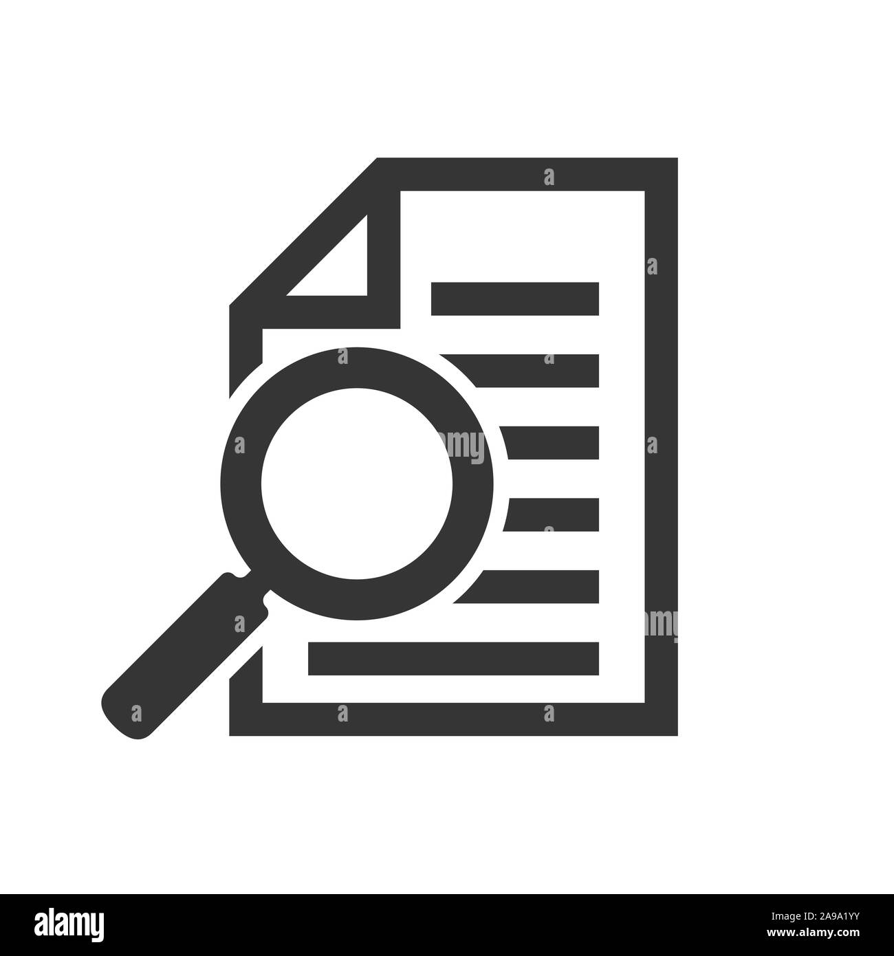 Document with magnifying glass icon. Magnifier for document. Conceptual ...