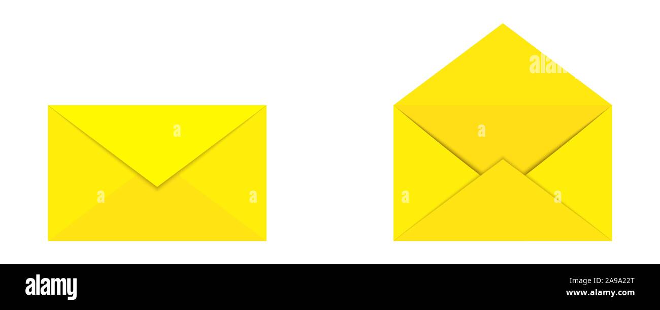 Envelopes set - vector. Yellow envelopes isolated. Email symbols in ...