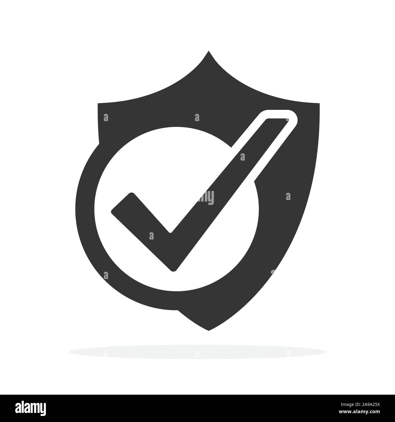 Shield icon with check mark symbol. Vector Shield icon. Black security ...