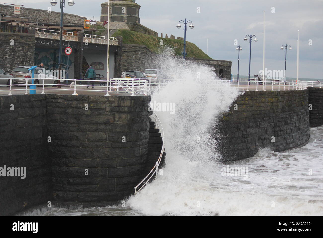 Aberystwyth Wales UK weather 14th Nov 2019 Strong icy winds drive in ...