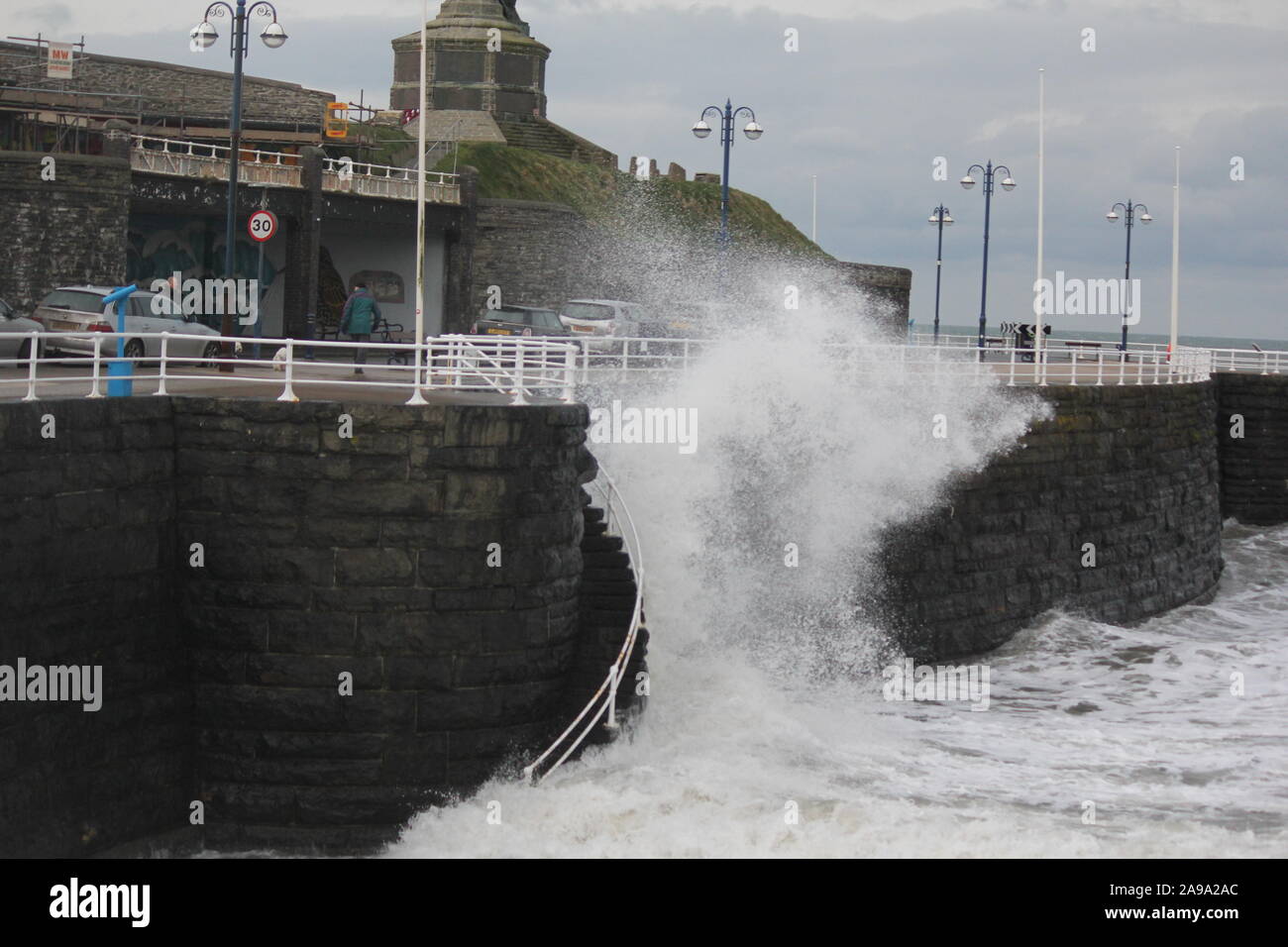 Aberystwyth Wales UK weather 14th Nov 2019 Strong icy winds drive in ...