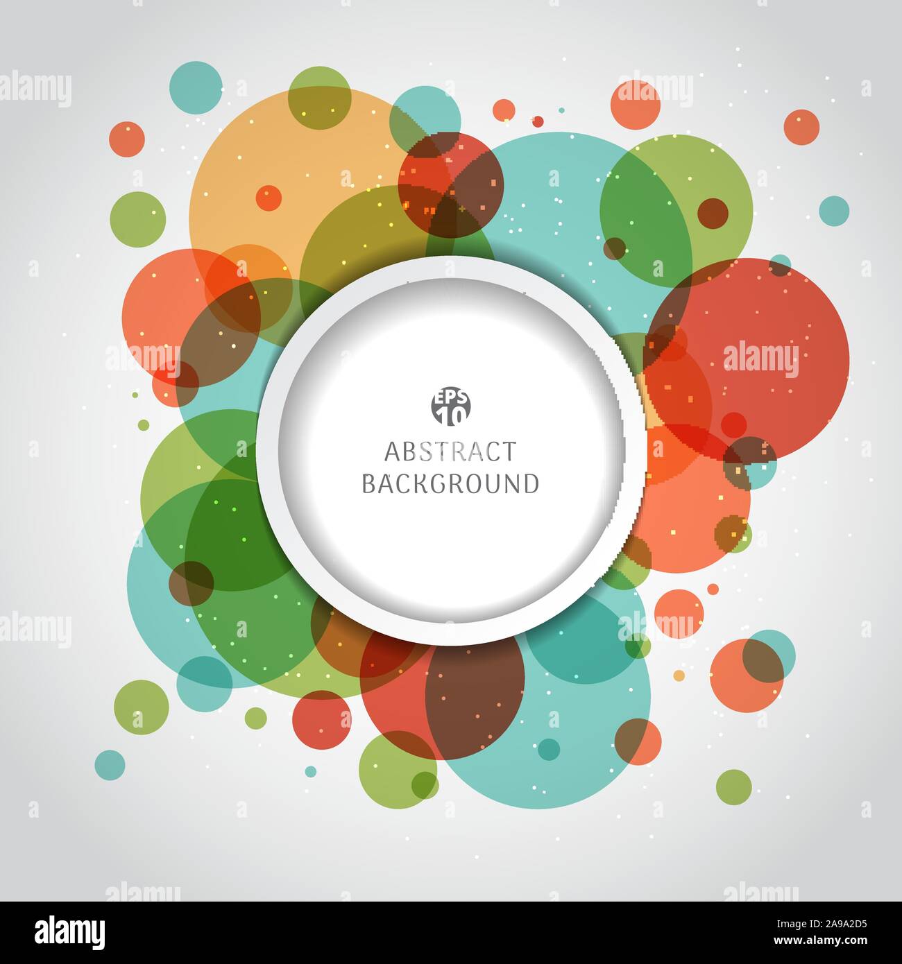 Abstract modern colorful circles overlapping composition on white background. Vector ...