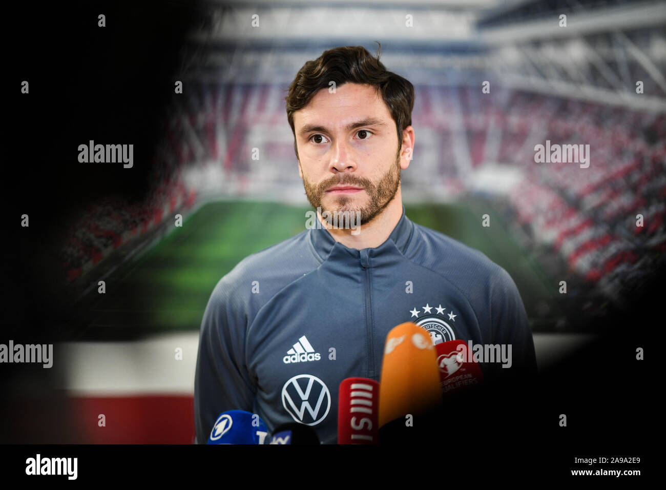 Mixed zone before training: Jonas Hector (Germany) in an interview. GES ...