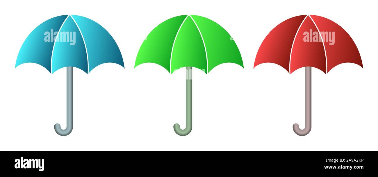 Set of Umbrella icons - vector. Colored umbrellas isolated Stock Vector ...