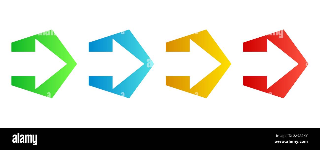 Set of colorful arrows. Arrow icon isolated. Color vector arrows to ...