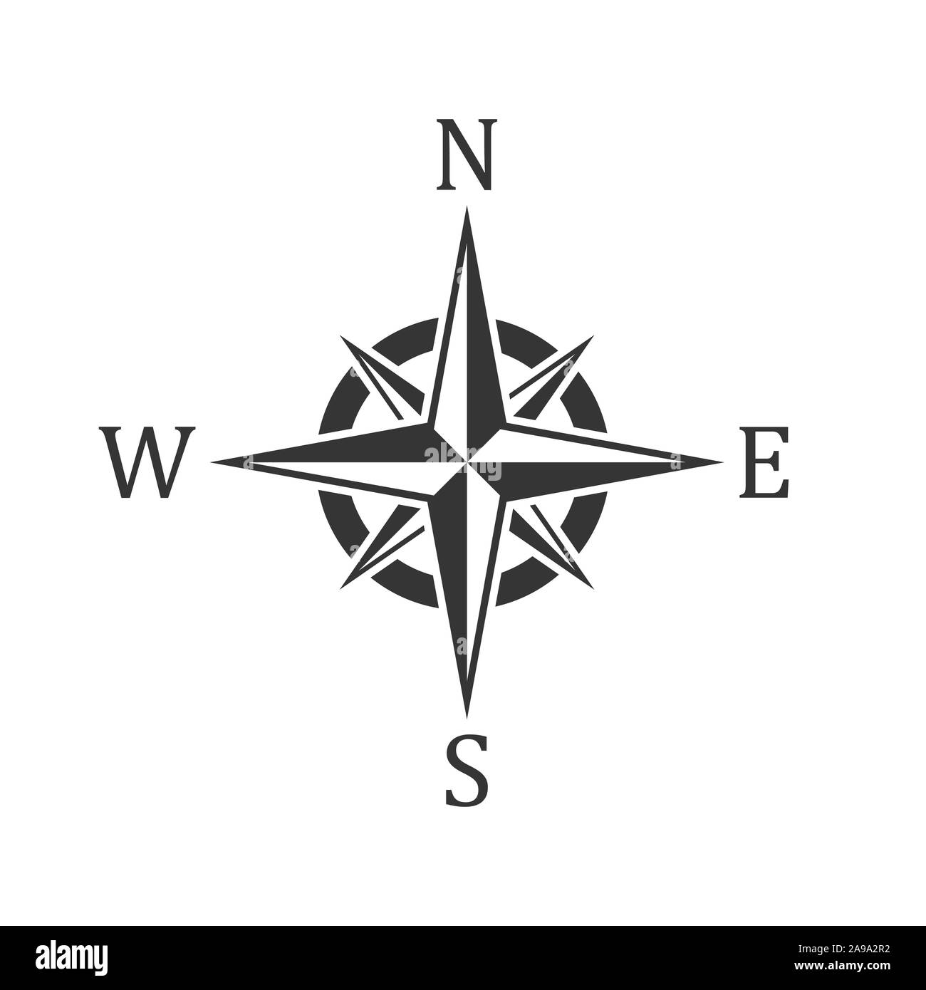 Compass icon - vector. Black Compass icon in flat style. Compass ...
